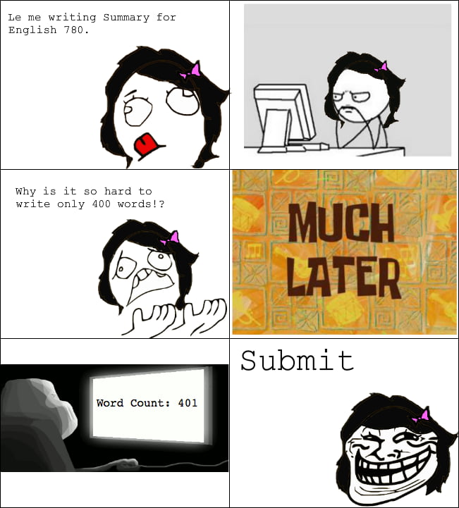 Rage comic #8 - But seriously, why set word limits on tests? - 9GAG