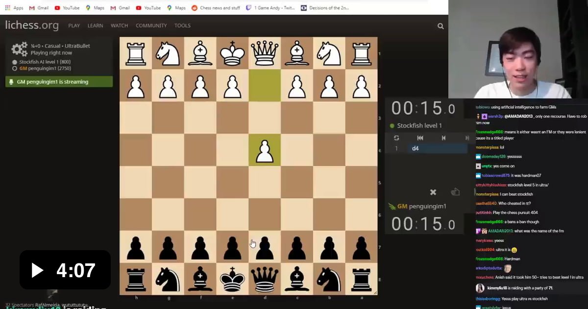 Grandmaster Andrew Tang defeats stockfish (chess computer) in ...