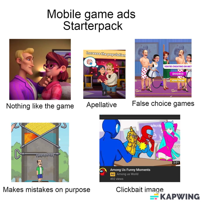 Mobile game ads Starterpack - 9GAG