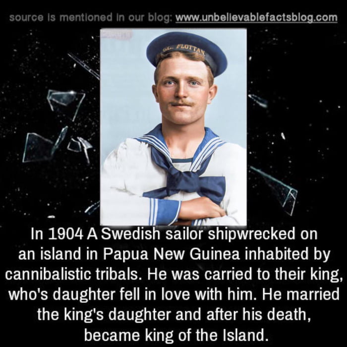 In 1904, Carl Emil Pettersson, a stranded sailor on a Cannibal Island ...