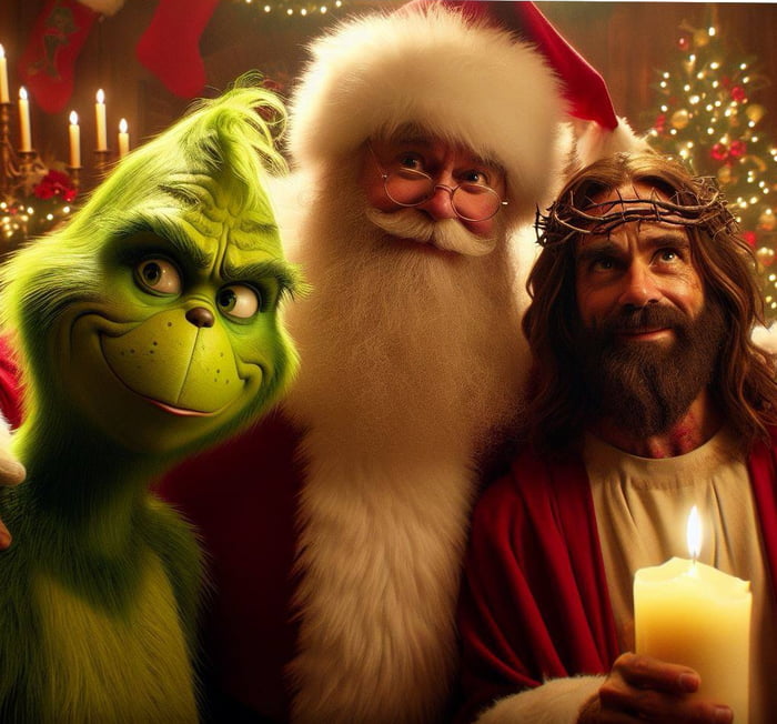 The Grinch, Santa and Jesus wish you a Merry Christmas! #crypto - 9GAG