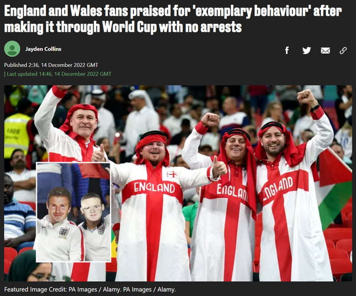 England fans made it through the World Cup with ZERO arrests for the first time EVER!!! - 9GAG