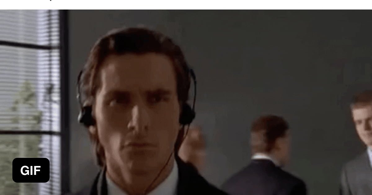 Patrick Bateman walking around with headphones - 9GAG