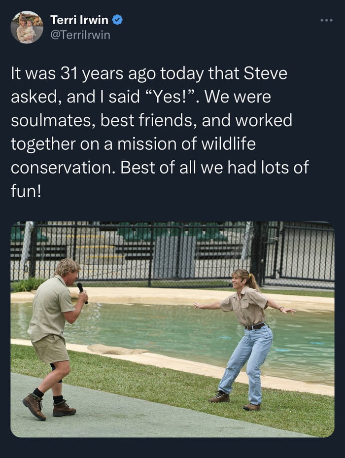 The love Terri Irwin still has for her late husband, Steve Irwin - 9GAG