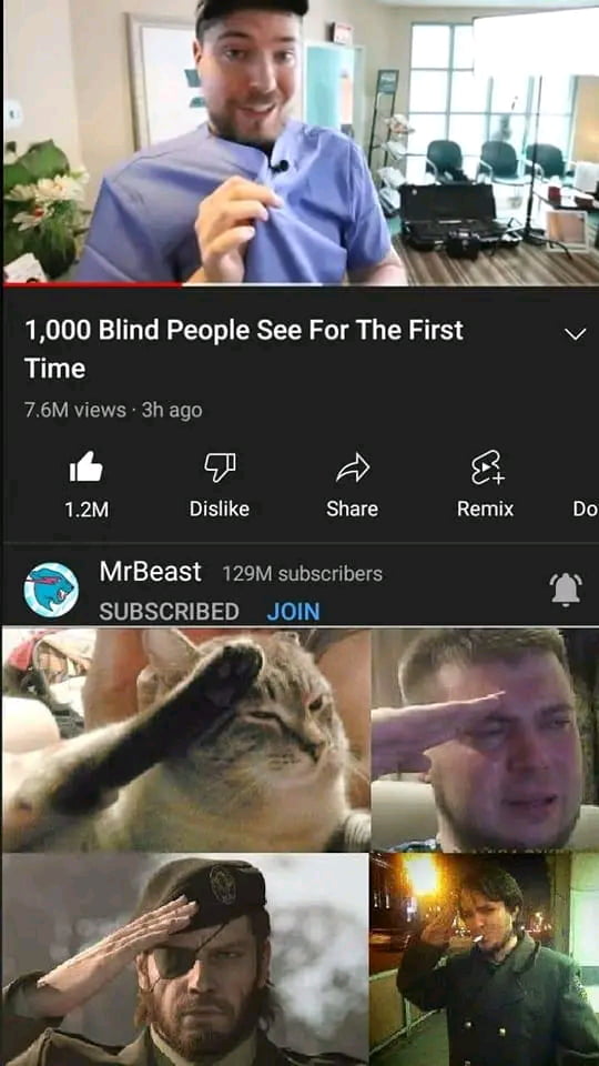 Mr. Beast made 1000 blind people see for the first time. - 9GAG