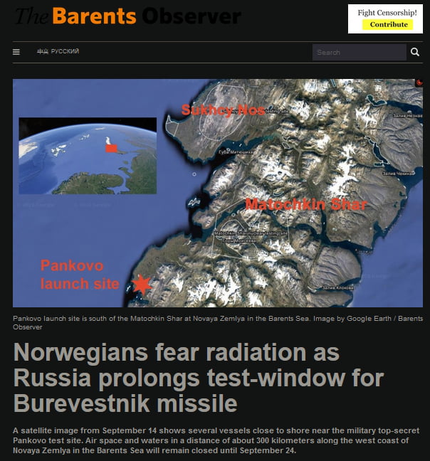 Russian "Flying Chernobyl" nuclear missile codename "Skyfall" has open ...