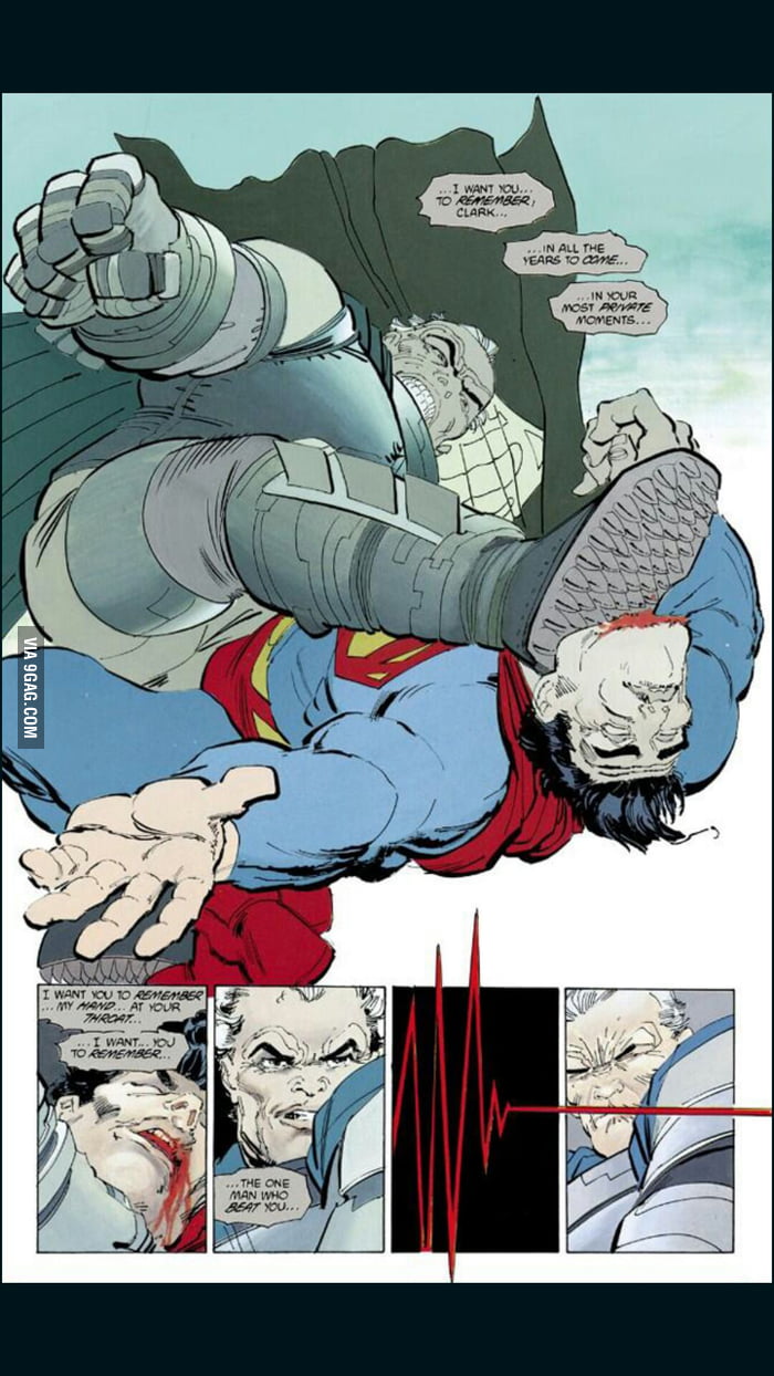 The comic is better than the animated movie... also Batman has a heart attack mid fight... how ...