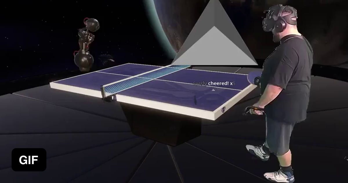 What could go wrong when you try to lean on a table in VR.. - 9GAG