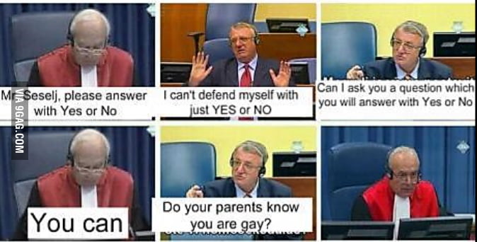 Vojislav Šešelj defending himself in court. - 9GAG