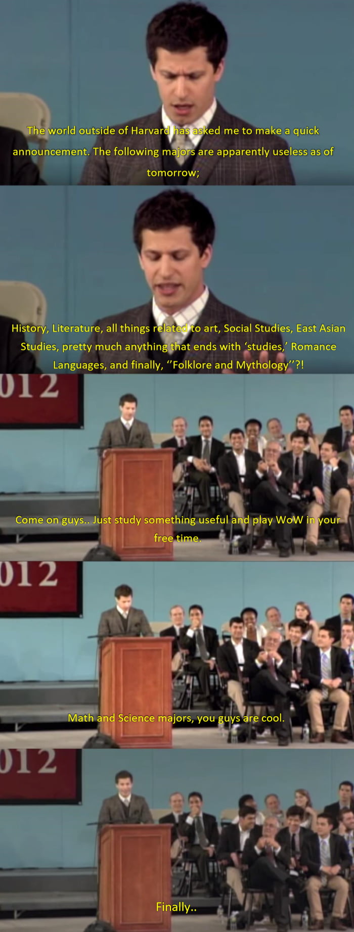 Andy Samberg's speech at the 2012 Harvard graduation ceremony - 9GAG