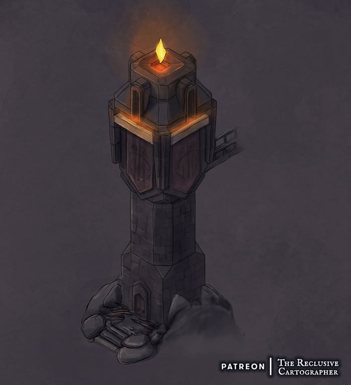 Isometric 'Dark Dwarf Tower' I drew for a DnD map I'm working on. - 9GAG