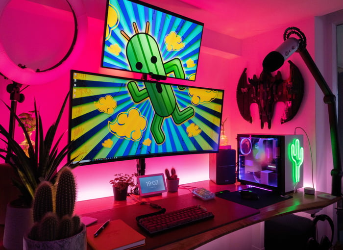 The home office work + play setup is finally getting there. Just one cable to go and then she's ...