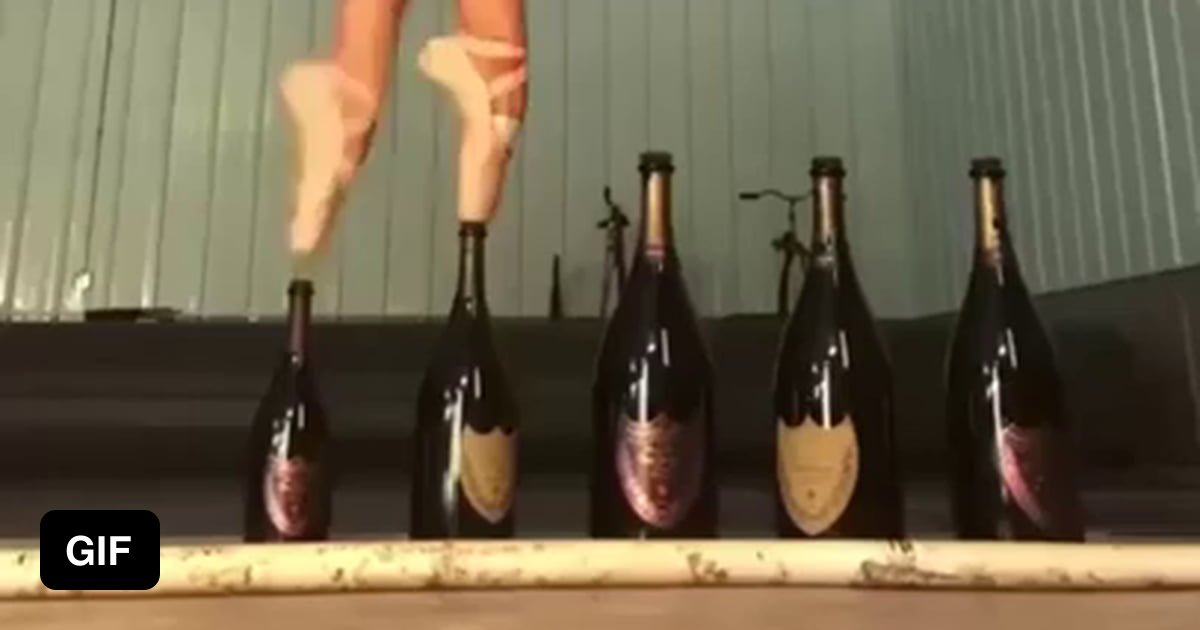 Ballet dancer relevé stepping on bottles - 9GAG