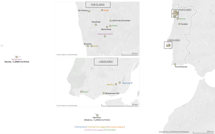 2021-22 Portuguese Primeira Liga Team Map - 9GAG
