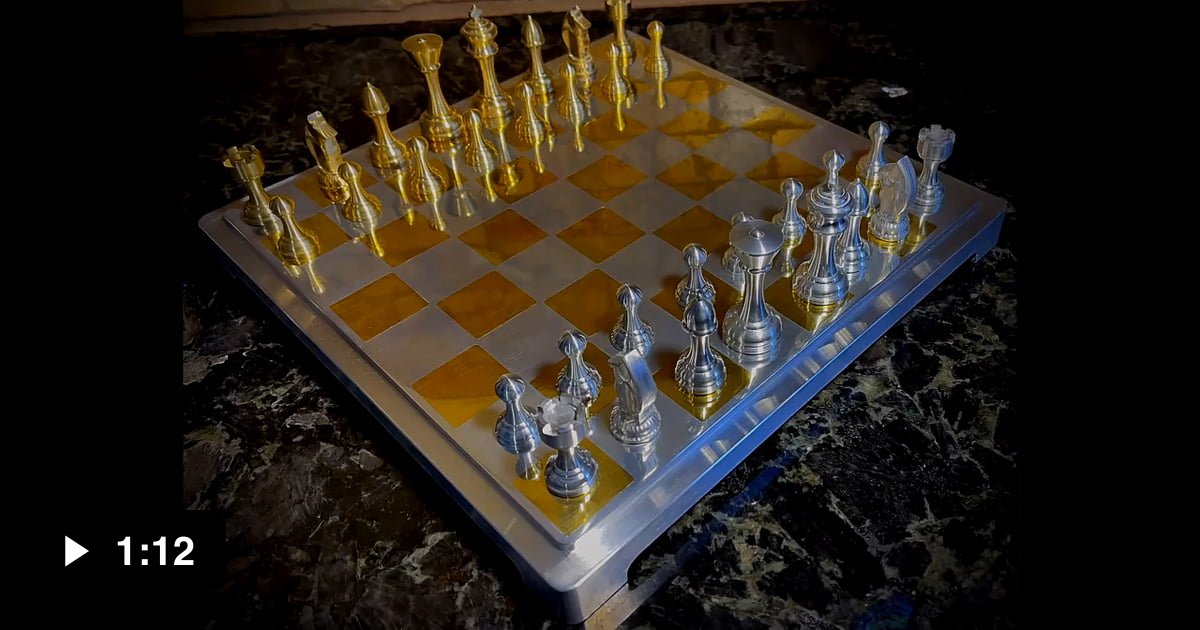 Chess set made of solid aluminum/brass on DIY CNC machine. - 9GAG