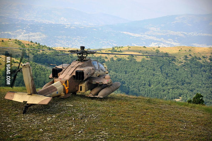 An Apache in it's natural habitat, surveying it's territory. - 9GAG