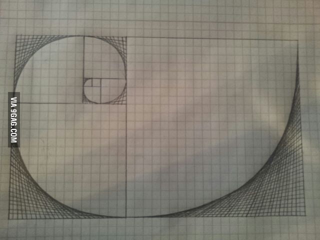 Made a fibonacci spiral with only straight lines - 9GAG