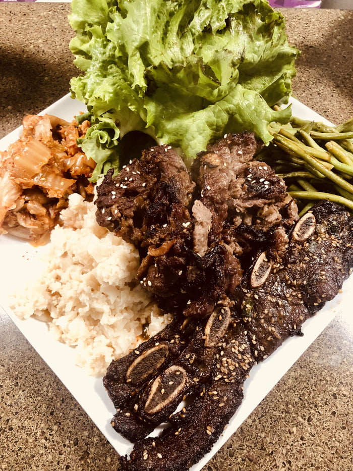 Kalbi, Bulgogi, Kimchi, Sesame/Garlic Green Beans, Cauliflower Rice and ...