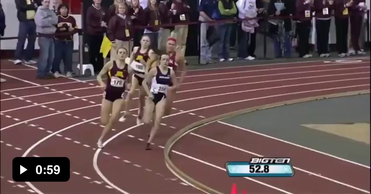 Heather Dorniden falling and still winning the 600-meter race in the ...