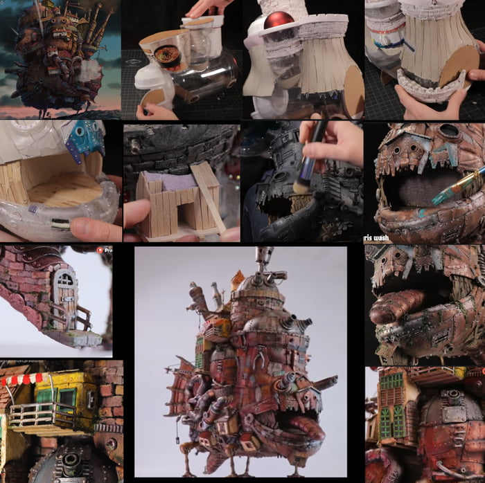 Miniature HOWL'S MOVING CASTLE made from JUNK (by Studson Studio) - 9GAG