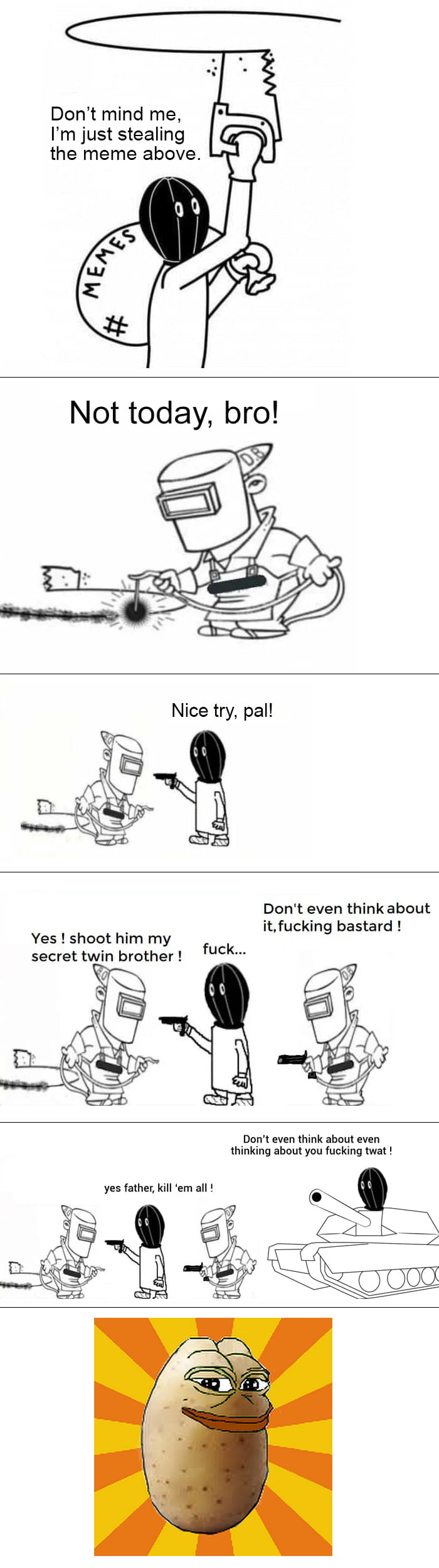 Meme stealing template with Potato pepe - 9GAG