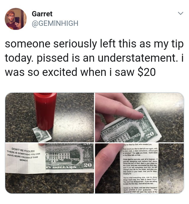 Leaving fake tips to waiters - 9GAG