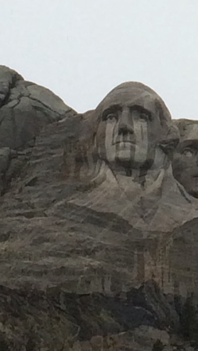 When it rains at Mount Rushmore it looks like George Washington is ...