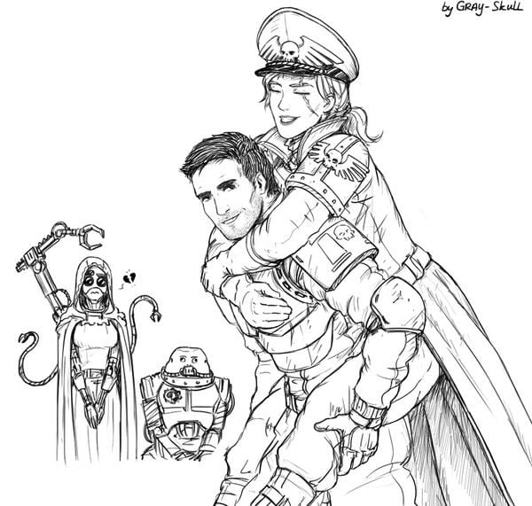 Wholesome Commissar waifu > pointed ear xenos (Gray Skull) - 9GAG