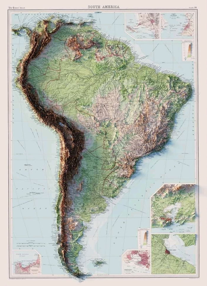 Topographic map of South America, fun fact is not all jungle and ...