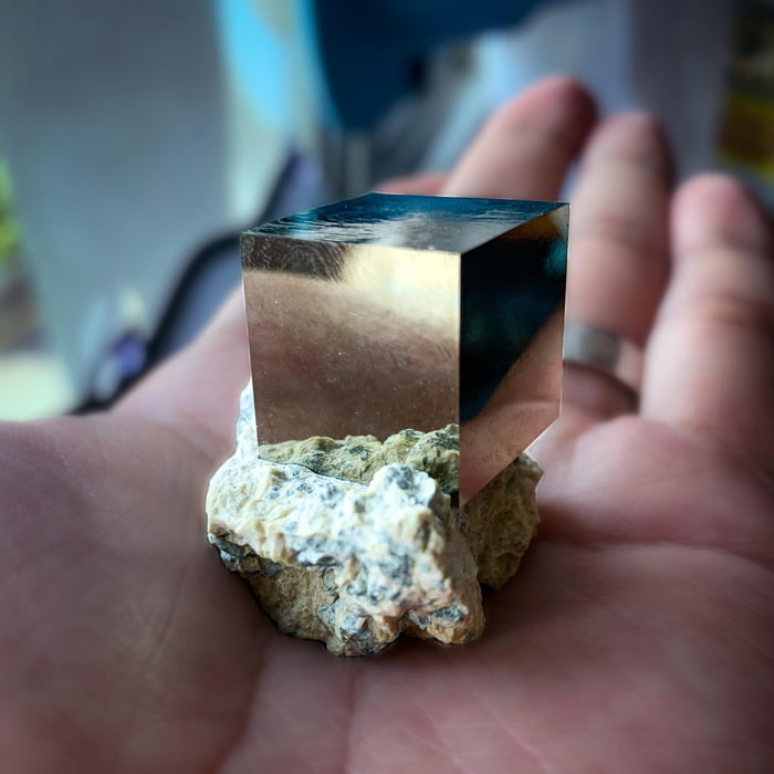 Naturally occurring perfect cube of Pyrite from Spain - 9GAG