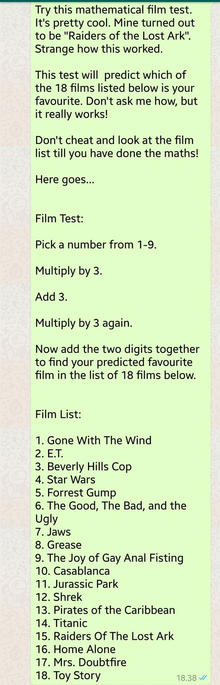 Try this mathematical film test. It's pretty cool.... - 9GAG