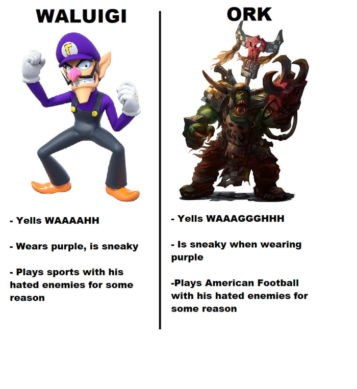 I've had a horrifying realization. Waluigi is an Ork - 9GAG