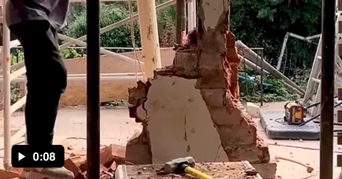 Drilling while under loose bricks - 9GAG