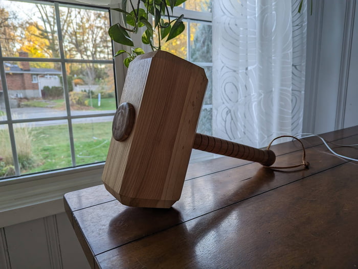 A family member made me this amazing wooden Mjolnir! - 9GAG