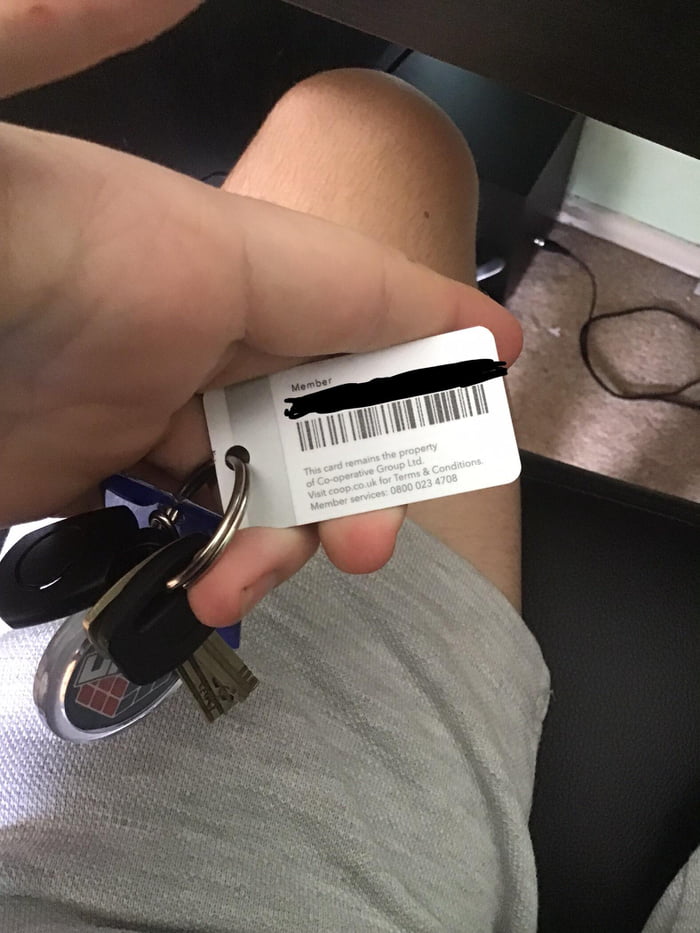 The strip goes through the key ring hole - 9GAG