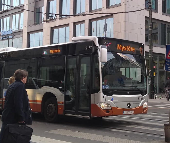 The (free) Mystery “Not The 48” public bus in Brussels, Belgium. Its ...
