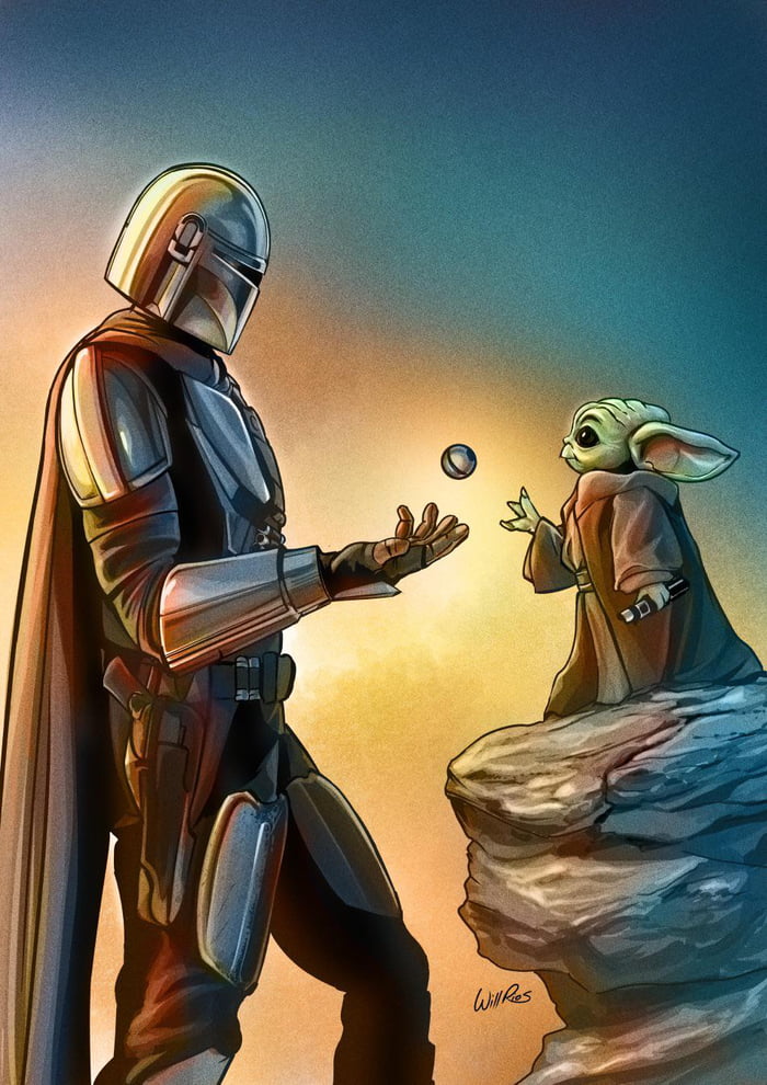 Mando & Grogu | art by willrios on DevianArt - 9GAG