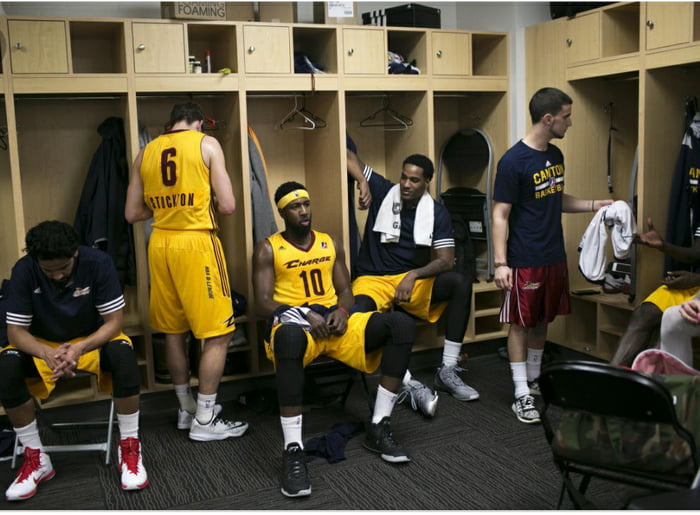 Girls locker room: -I hate PE. -Check out my bra. Boys locker room: - 9GAG