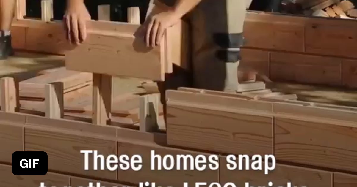 These houses are made out of wooden LEGO-like bricks - 9GAG