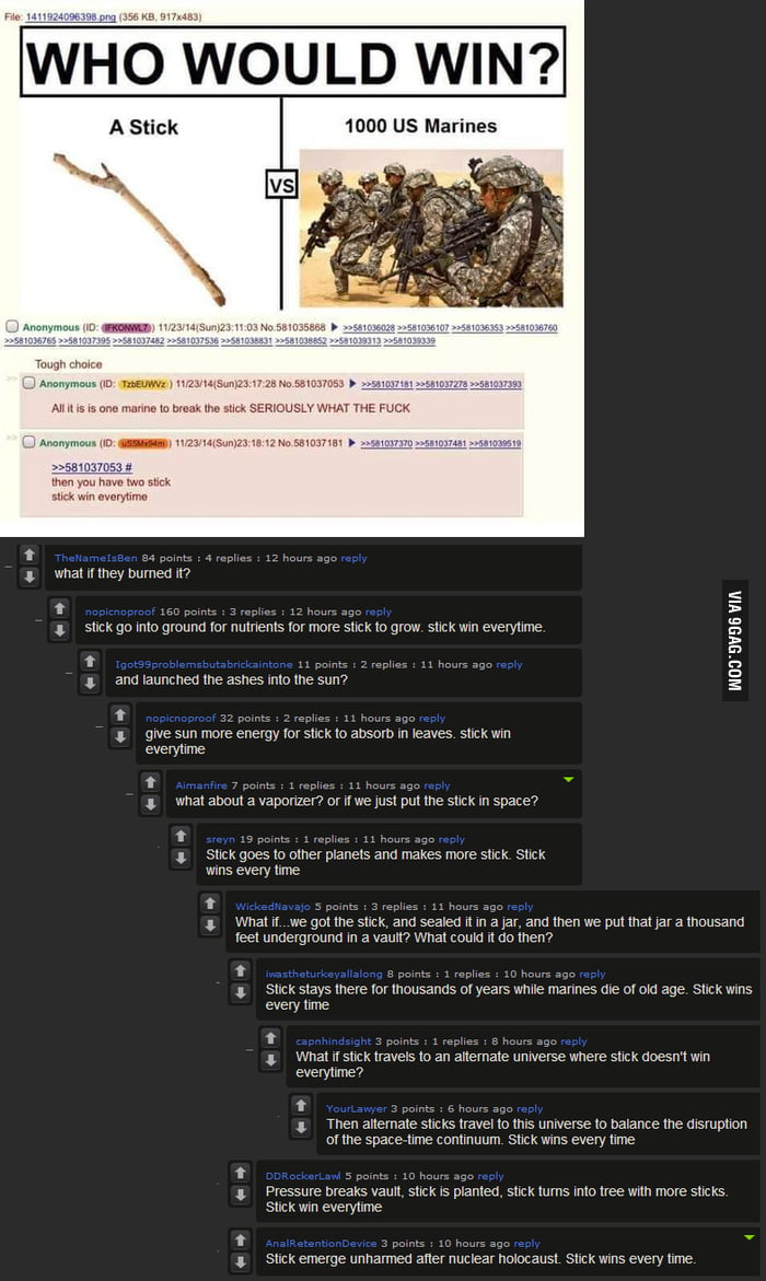 Stick Win Everytime - 9GAG