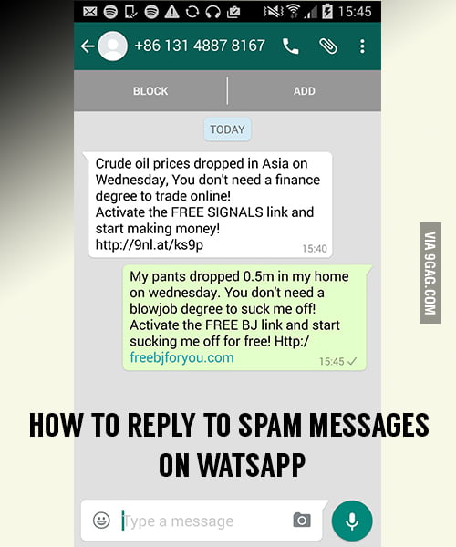 How To Reply To Spam Messages - 9GAG