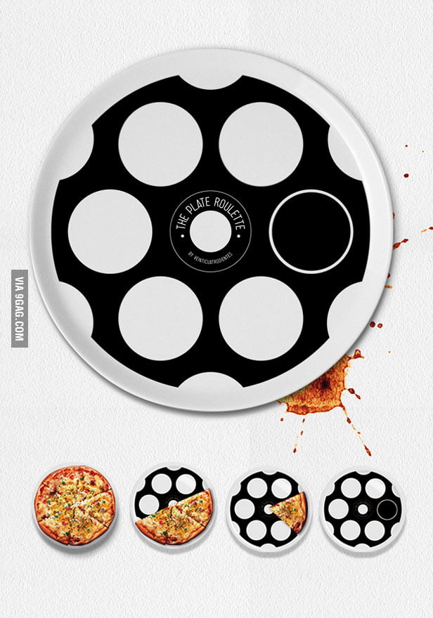 Russian Pizza Plate Roulette - the one who gets shot pays the bill. - 9GAG