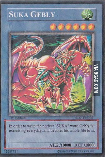 Behold: No Yu-Gi-Oh! card can beat the mighty Suka Gebly! - 9GAG
