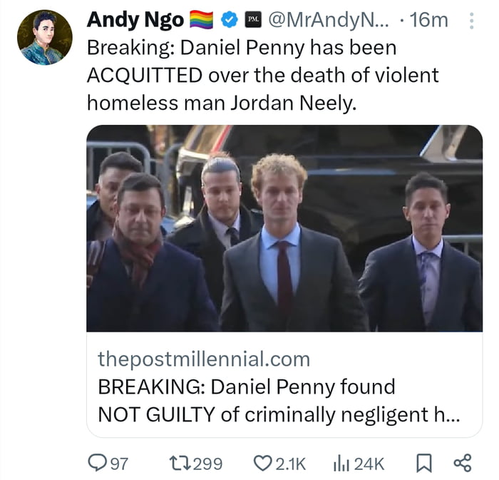 Daniel Penny found NOT GUILTY! - 9GAG