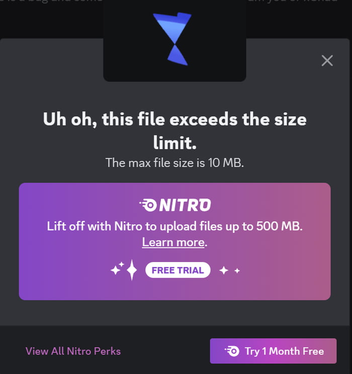 With discord's new 10mb upload limit, you can no longer DM people ...