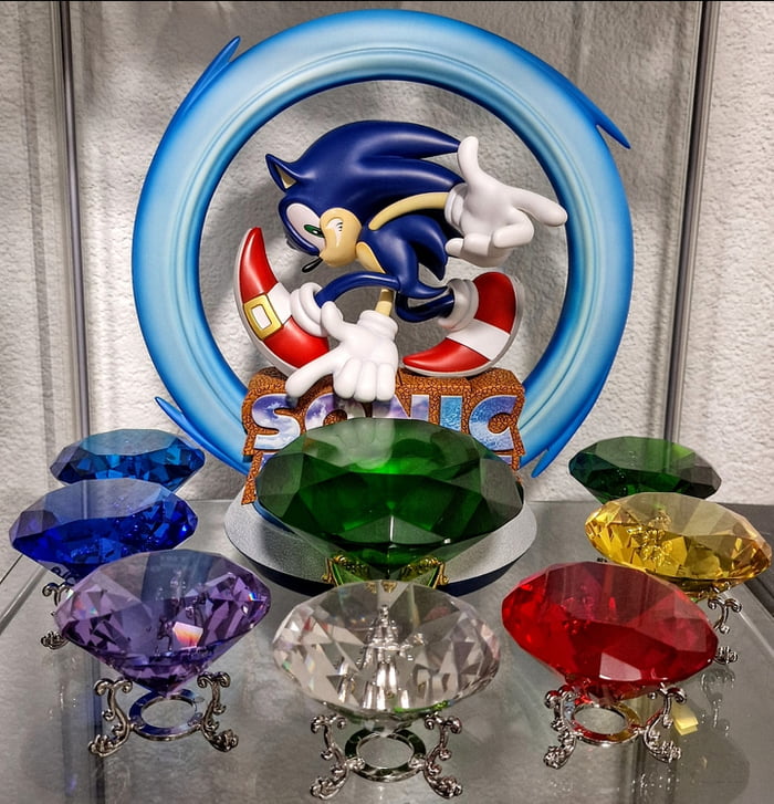 Sonic united with all the seven Chaos Emeralds and the Master Emerald ...