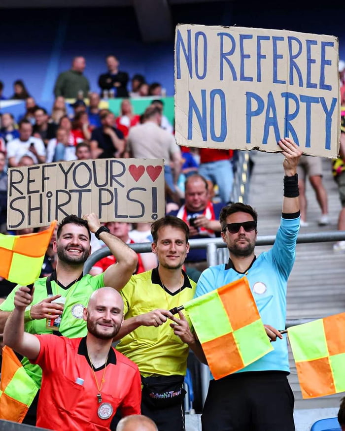 Referee's fans during Austria vs France - 9GAG