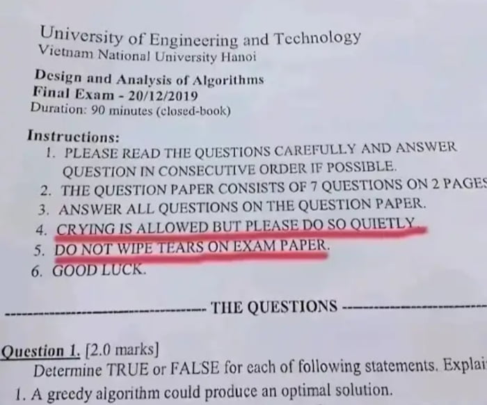 Most realistic exam papers - 9GAG