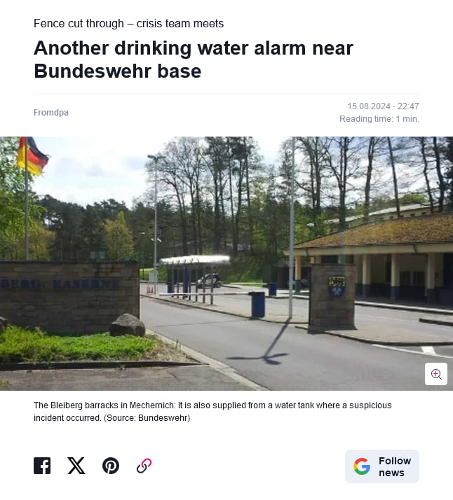 3rd Alert about Bundeswehr Barracks poisoned, the second one was ...