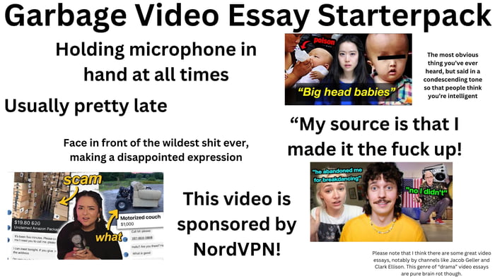 Garbage Video Essay Starterpack - 9GAG